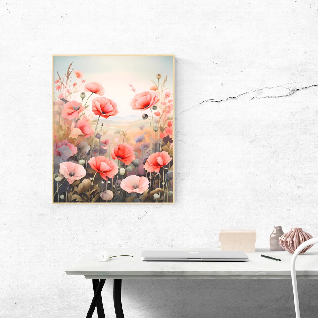 Poppy Flower Art Digital Download Japanese Poppy Art Poppy Wall Art ...