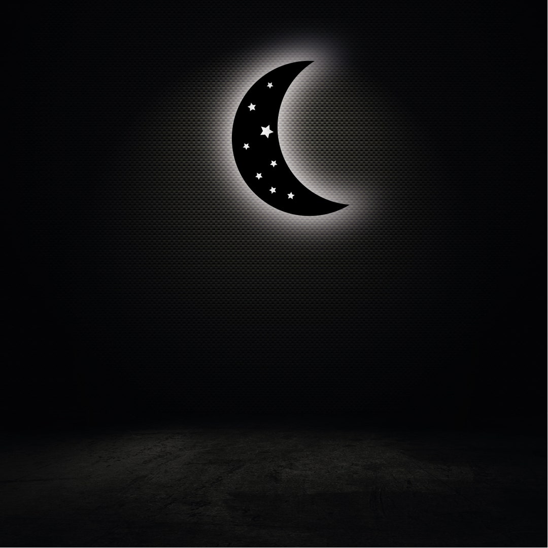 Half Moon Moonlight Led Sign Illuminated Moonlight Wall Art Lighted ...
