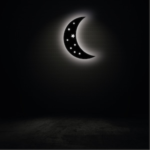 Half Moon Moonlight Led Sign Illuminated Moonlight Wall Art Lighted ...
