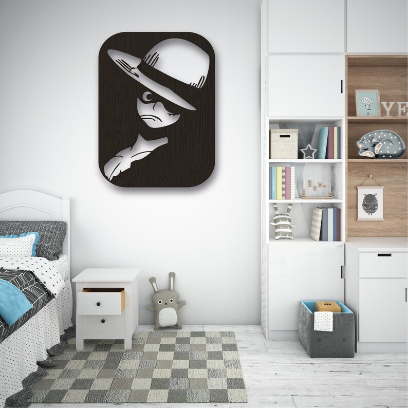 One Piece Luffy Wall Art Decor, Anime, Wooden Sign, Bedroom Decor Led ...