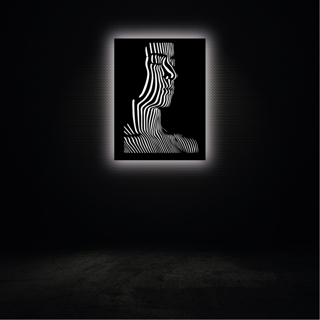 3D Woman Wall Art Decor, Woman, Wooden Sign, Bedroom Decor Led Wall ...