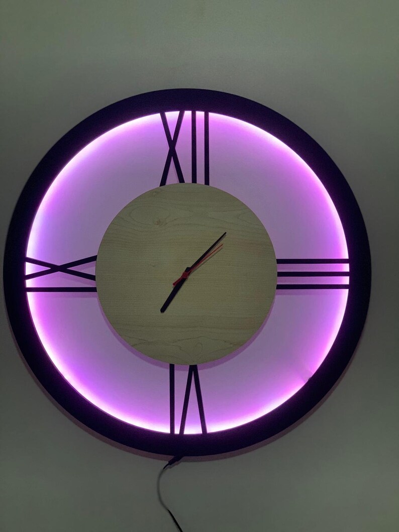 Roman Numerals LED Wall Clock Silent Wooden Wall Clock Elegant Decor ...