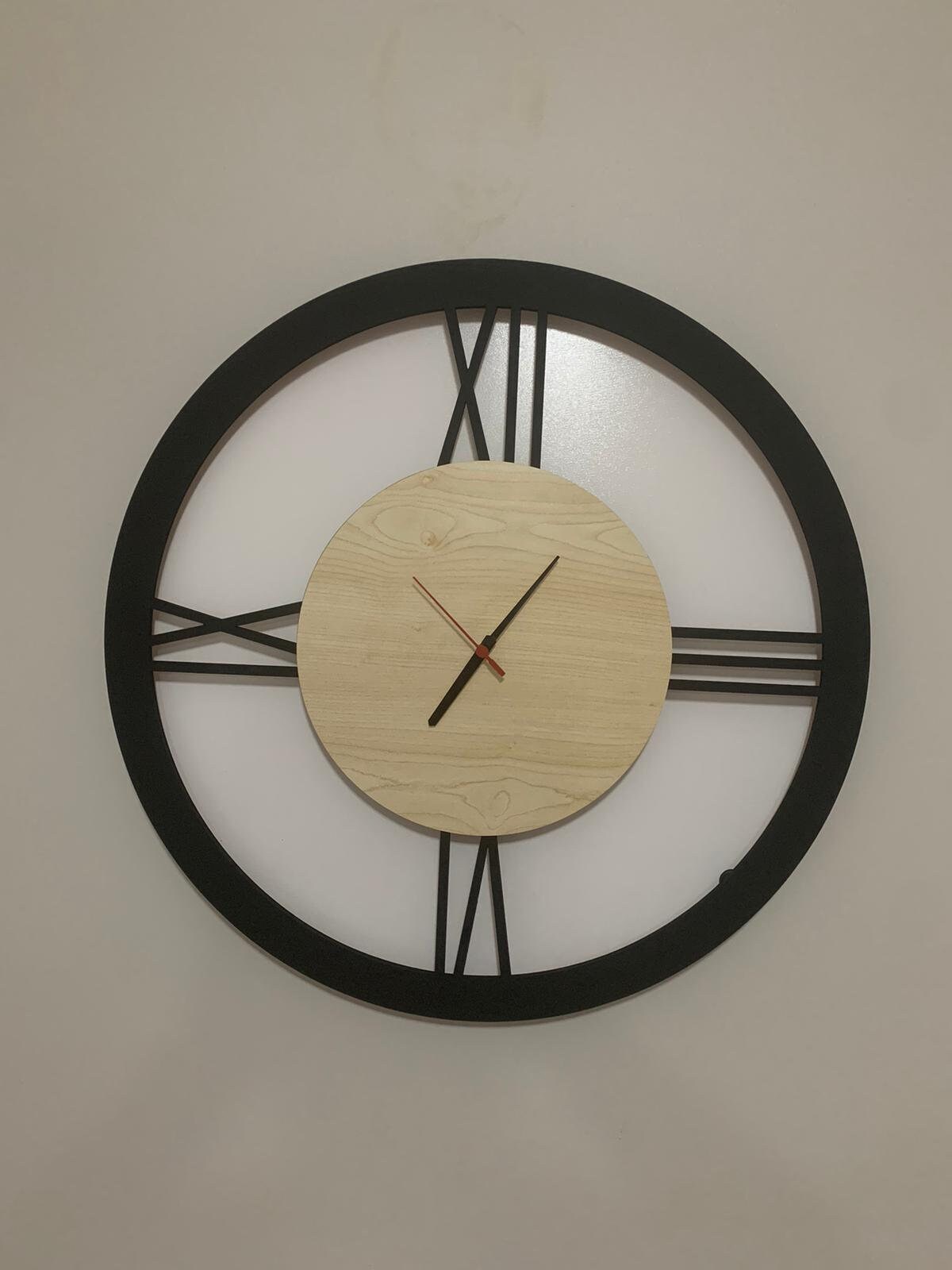 Roman Numerals LED Wall Clock Silent Wooden Wall Clock Elegant Decor ...