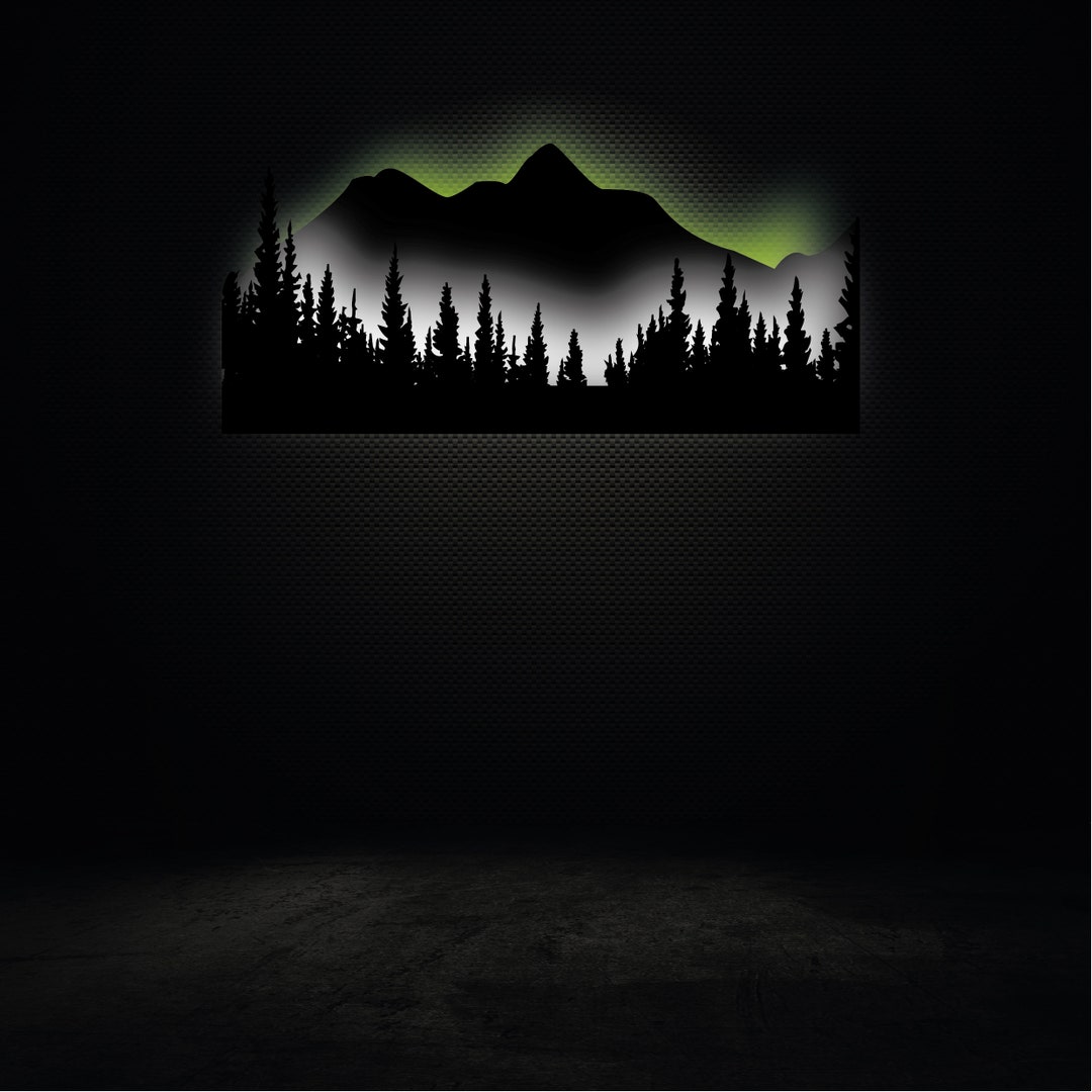 Forest Mountain Wall Art Light up Mountain Wall Decor With Light ...