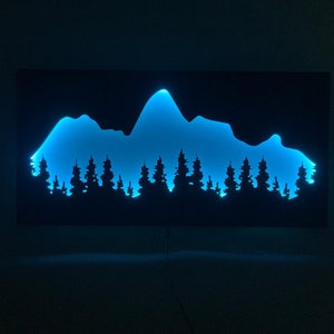 Misty Mountain Forest View Wall Art Light up Mountain Wall Decor With ...