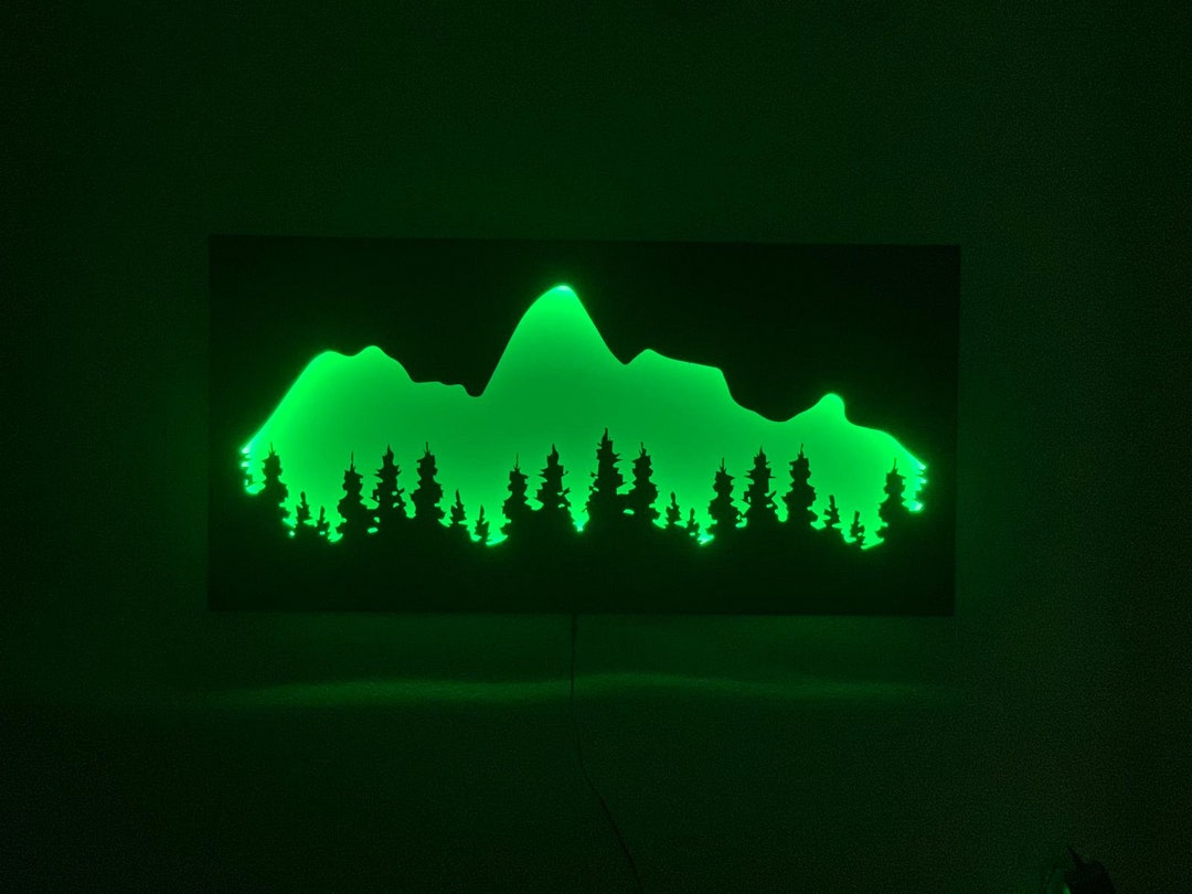 Misty Mountain Forest View Wall Art Light up Mountain Wall Decor With ...