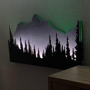 Forest Mountain Wall Art Light up Mountain Wall Decor With Light ...