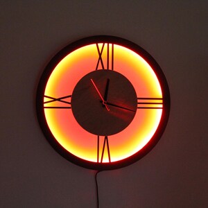 Roman Numerals LED Wall Clock Silent Wooden Wall Clock Elegant Decor ...