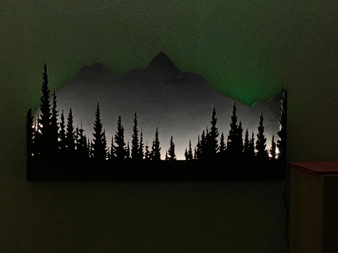 Forest Mountain Wall Art Light up Mountain Wall Decor With Light ...