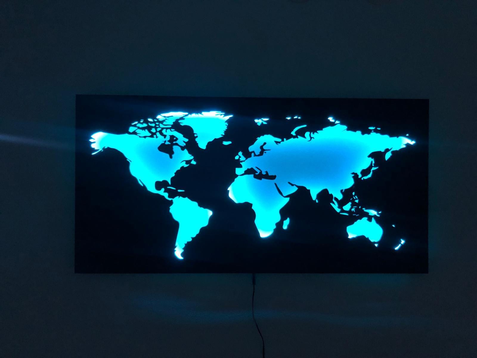 World Maps Led Sign Illuminated Maps Wall Art Lighted World Map Square Decor Lighted Home Wall ...