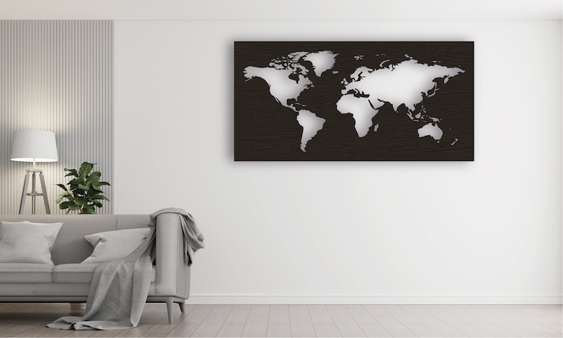 World Maps Led Sign Illuminated Maps Wall Art Lighted World Map Square ...