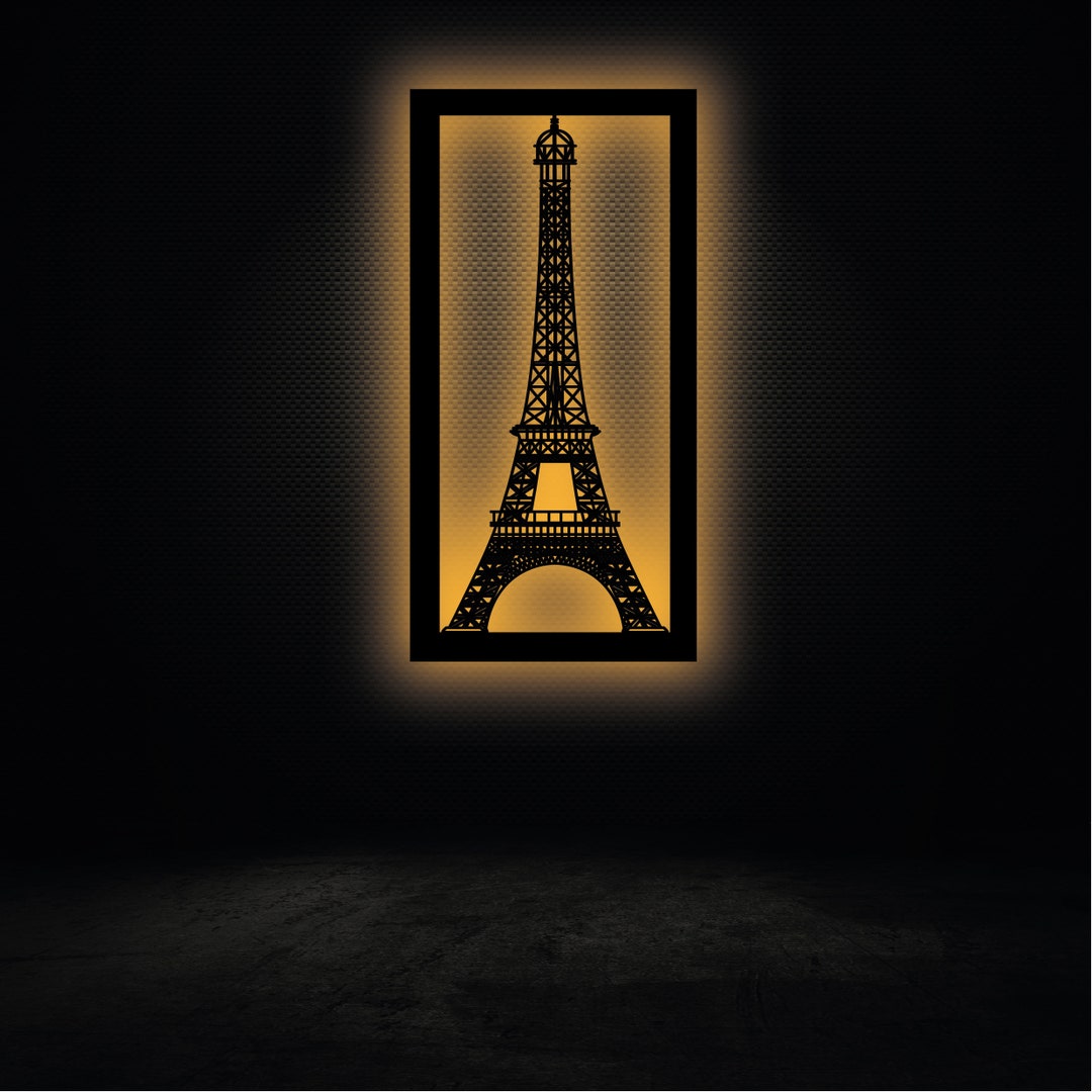Paris Eiffel Tower Led Sign Illuminated Eiffel Tower Wall Art Lighted ...