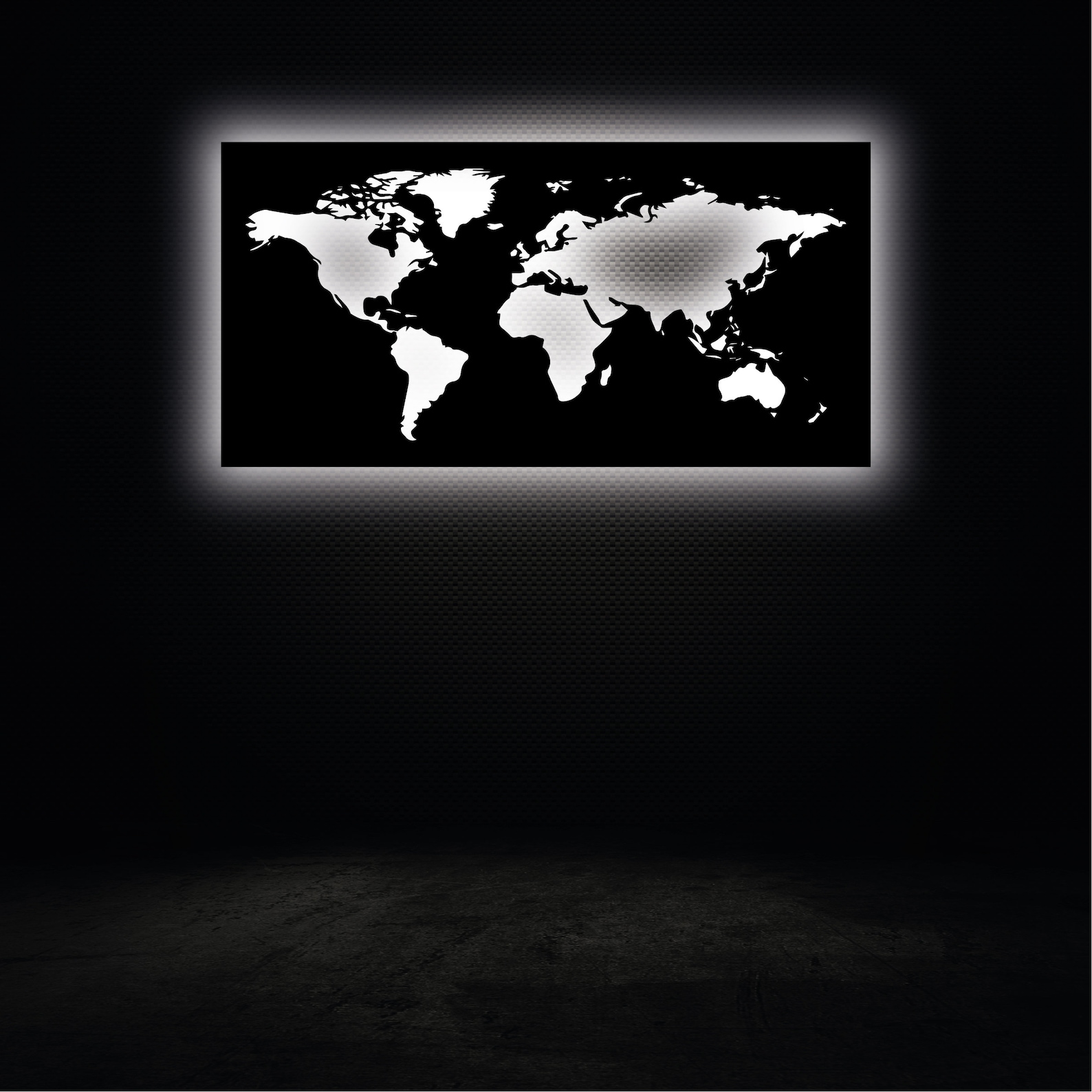 World Maps Led Sign Illuminated Maps Wall Art Lighted World Map Square ...