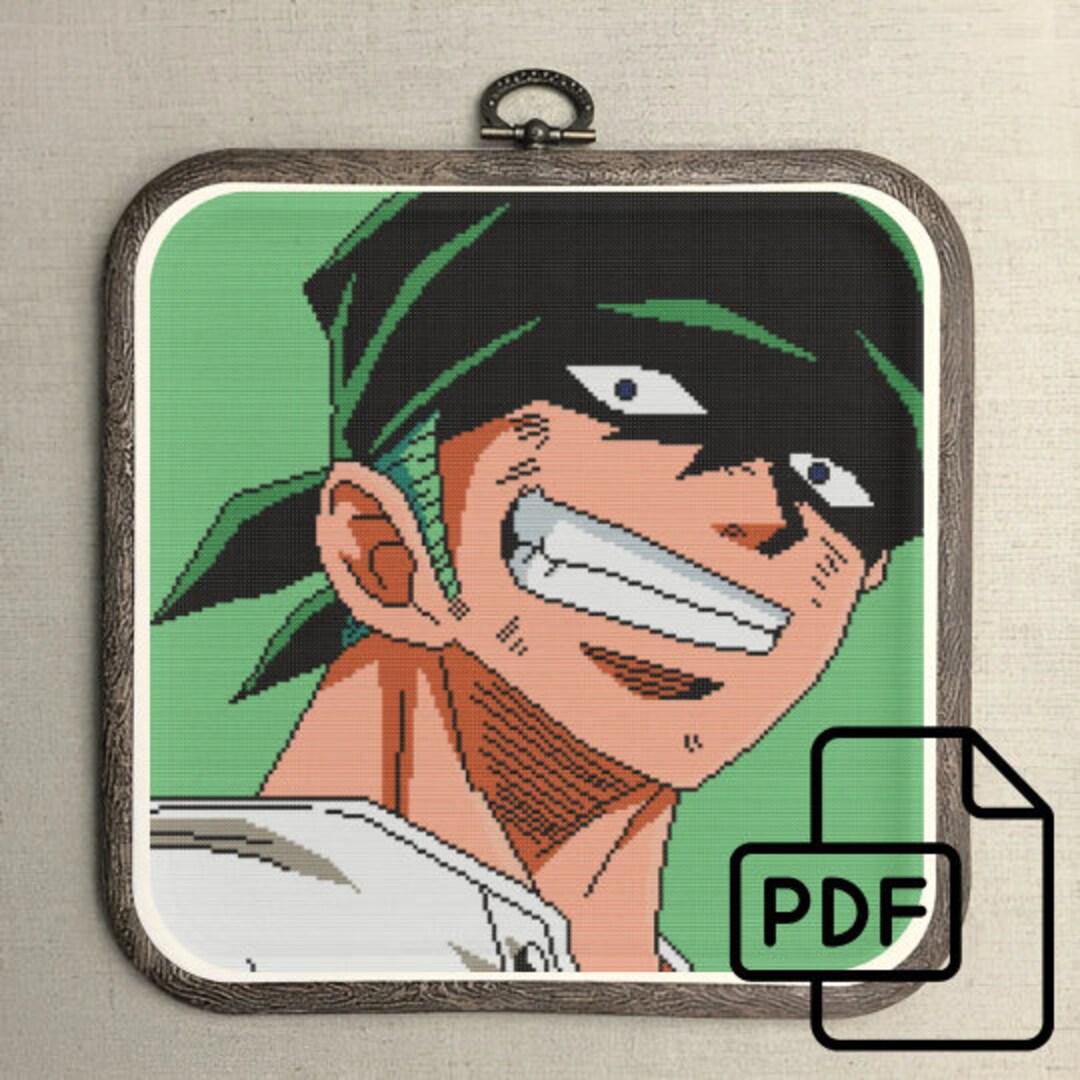 One Piece Roronoa Zoro Cross Stitch Pattern PDF Instant Download - Etsy