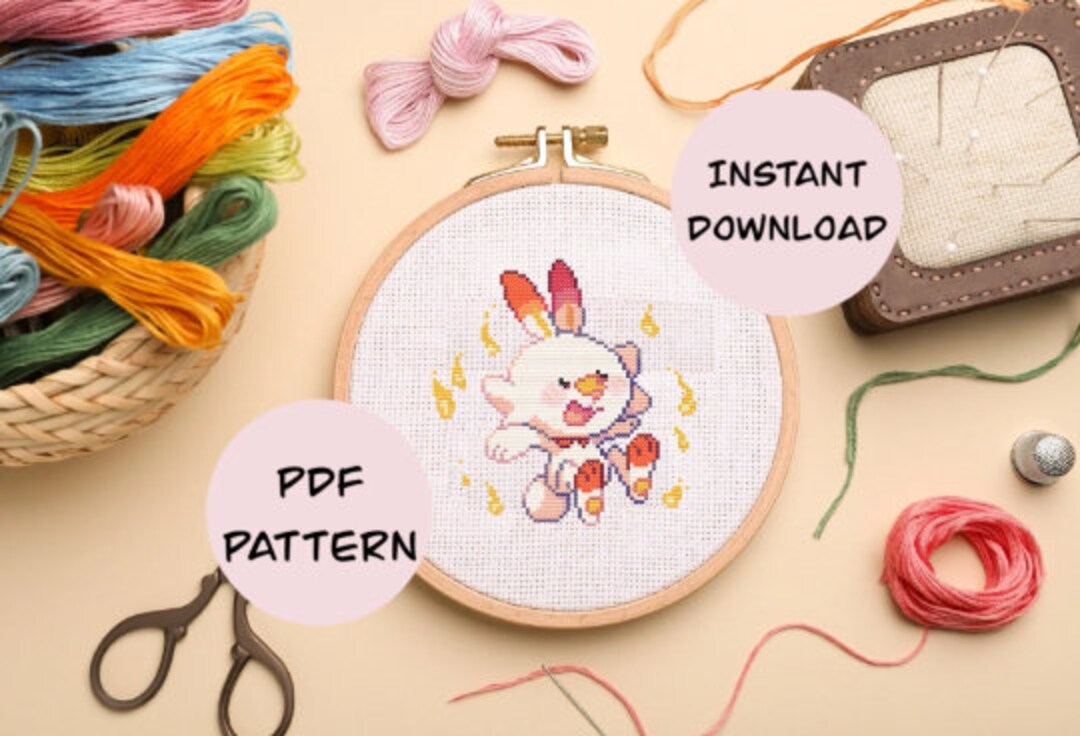Pokemon Scorbunny Cross Stitch Pattern Instant Download - Etsy