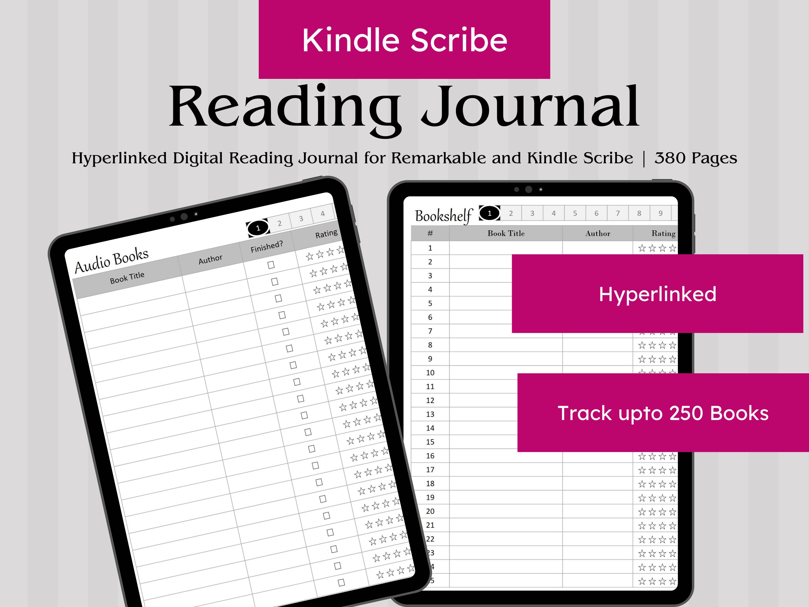Digital Reading Journal for Kindle Scribe, Reading Planner for Book ...