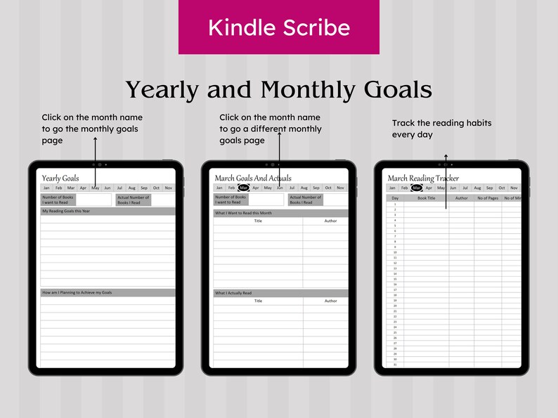 Digital Reading Journal for Kindle Scribe, Reading Planner for Book ...