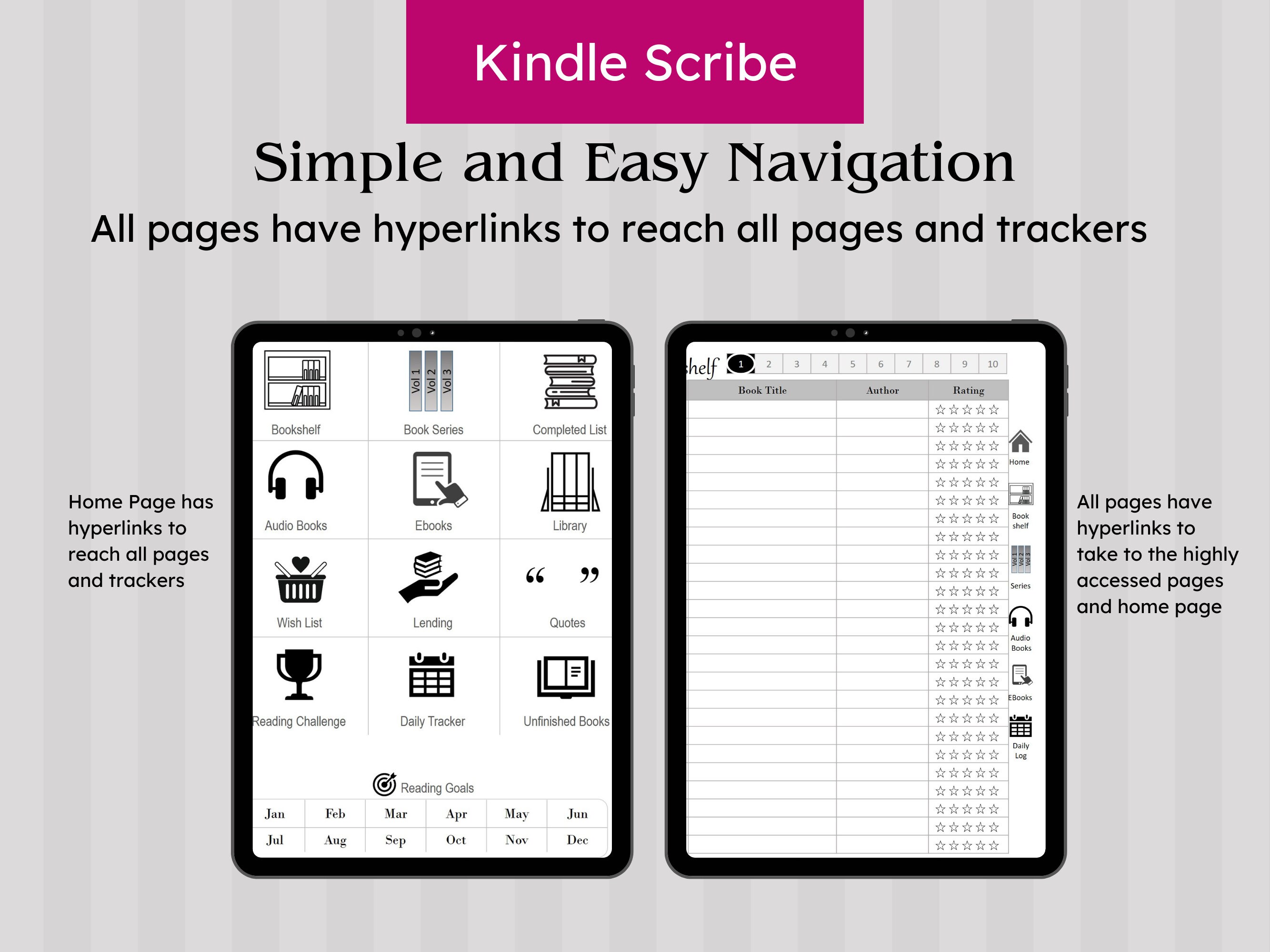 Digital Reading Journal for Kindle Scribe, Reading Planner for Book ...