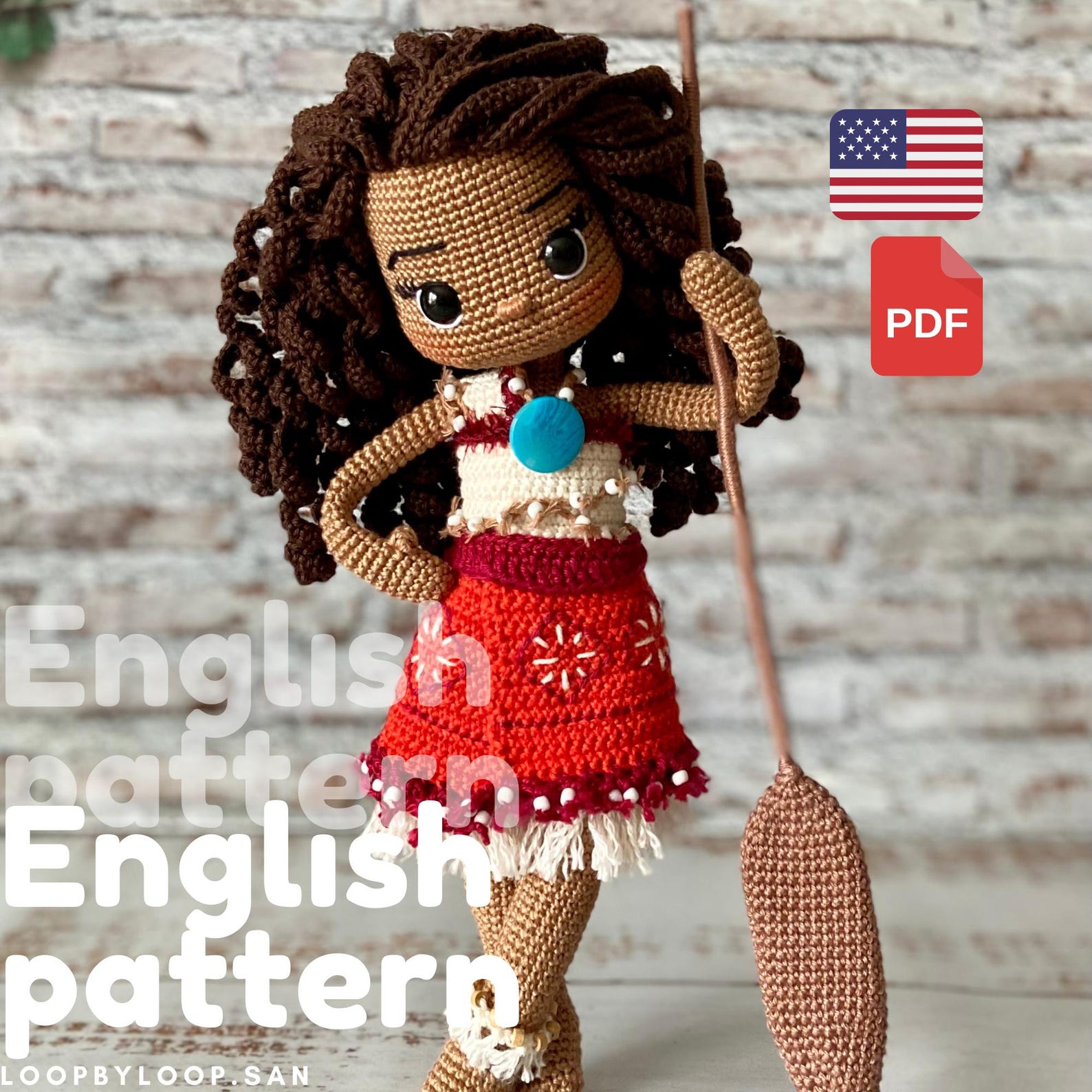 Moana Doll Crochet Pattern - Crochet Doll Pattern With Dress - English ...