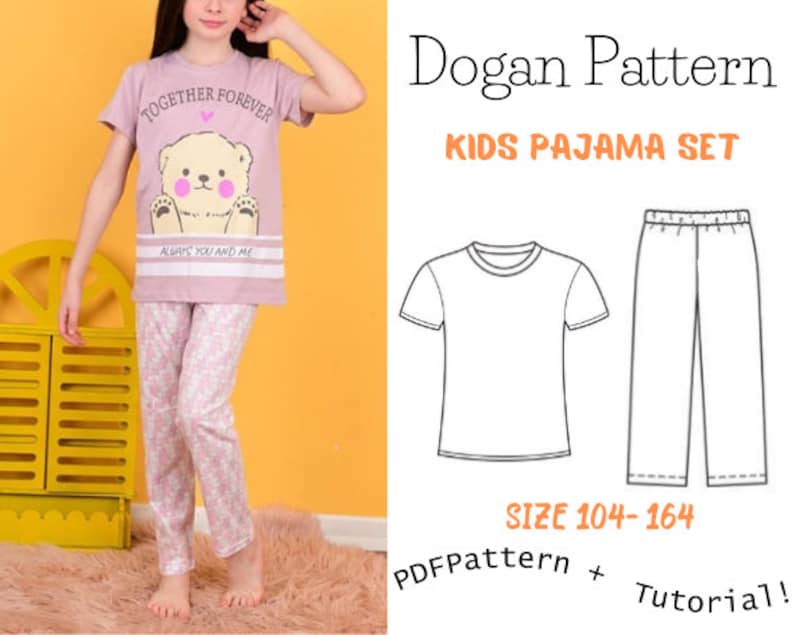 Kids Unisex Pajama Sewing Pattern-sizes in English-pdf Printable Sewing ...