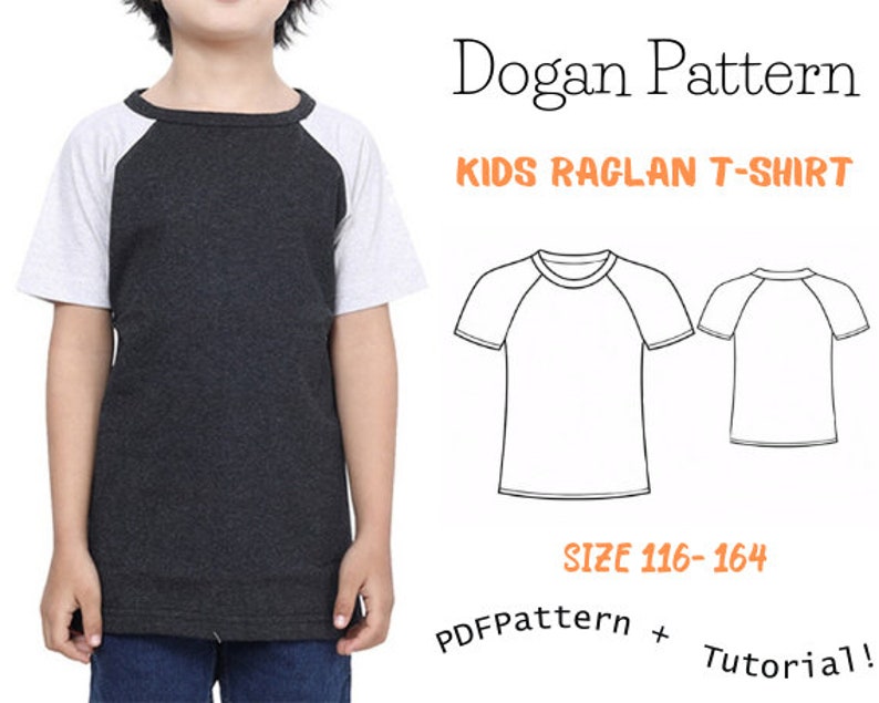 Kids Raglan T-shirt Sewing Pattern Easy Sewing - Raglan Pattern - Kids ...