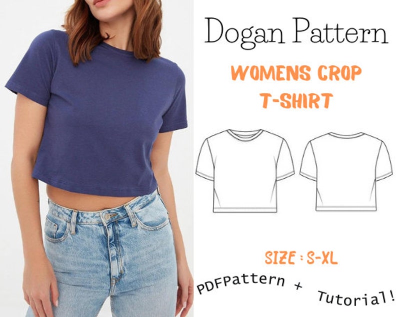 Crop Top Sewing Pattern | Baby Tee Cropped Top | Easy Beginner Pattern ...