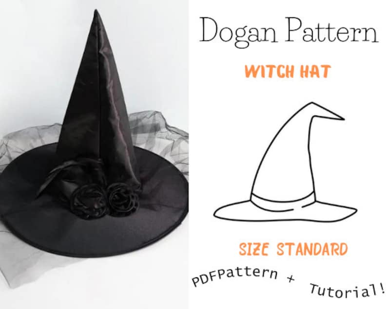 Witch Hat Sewing Pattern Hat Sewing Pattern Hat PDF Easy Hat Pattern ...