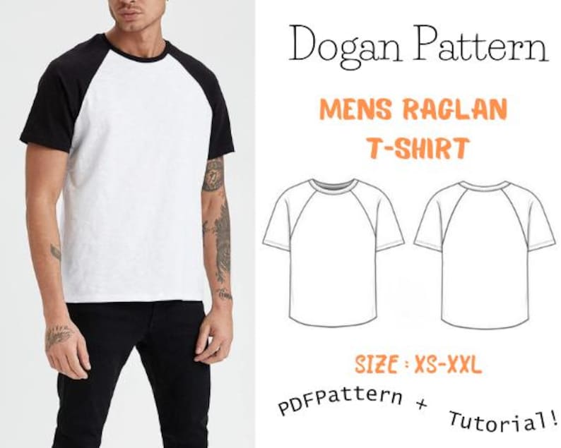 Men's Raglan T-shirt Sewing Pattern-sizes Xs-2xl-digital PDF With Step ...