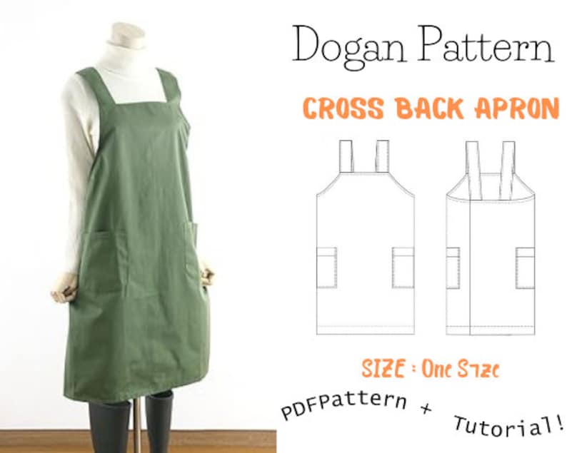 Cross Back Apron/japanese Apron PDF Pattern/linen Apron Kitchen Apron ...