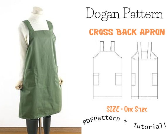 Cross Back Apron/japanese Apron PDF Pattern/linen Apron Kitchen Apron ...
