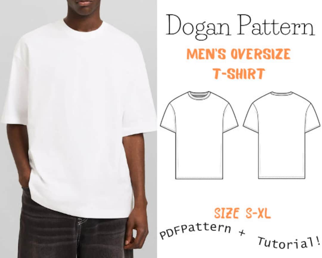 Men Oversize T-shirt Sewing Pattern PDF Printable T-shirt Pattern With ...