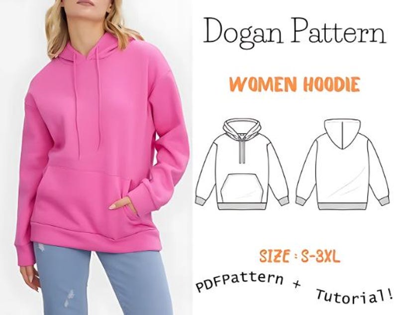 Hoodie Sewing Pattern, Women Hoodie, Sweatshirt Pattern, Women Sewing ...