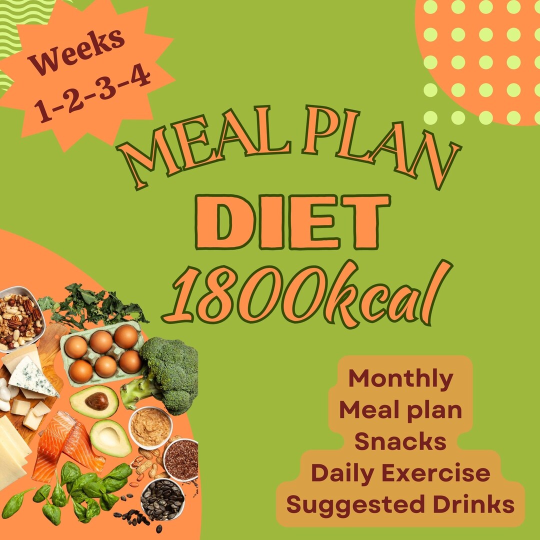 Printable 7 Days Low Carb Meal Plan, for 4 Weeks Diet Plan, 1800 Kcal ...
