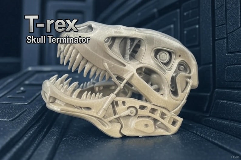T-rex Skull Terminator STL - 3D Printable Sci-fi Dino Model - Etsy