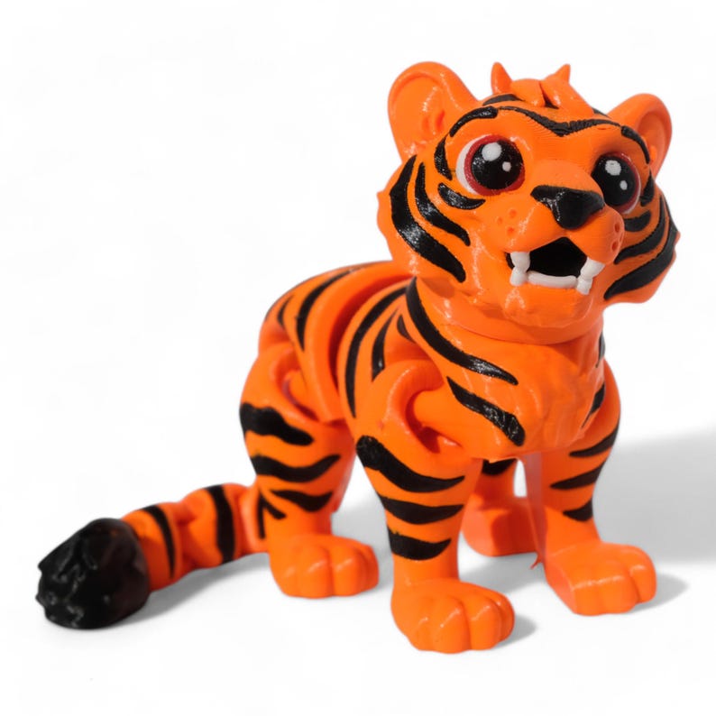 Adorable 3D Printed Tiger Figurine, Articulated Tiger Toy in Unique ...