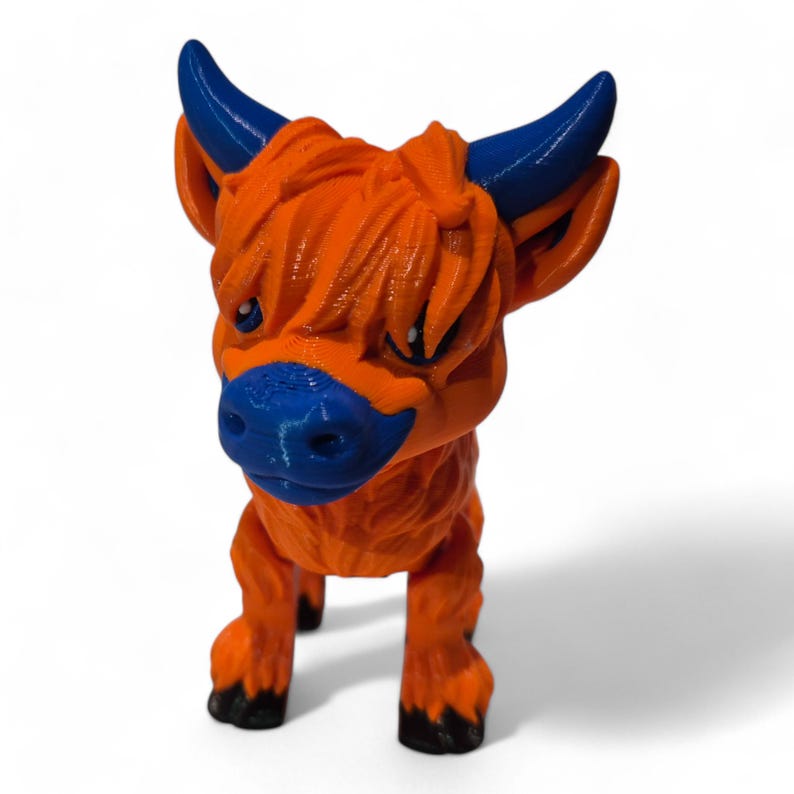 Colorful 3D Printed Highland Cow Figurine Adorable Multi-color Cow ...