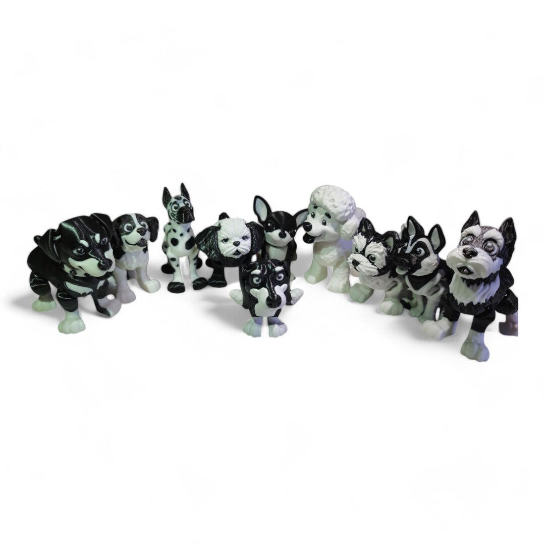 3D Printed Mini Dog Figurines Set of 10, Unique Collectible Dog Figures ...
