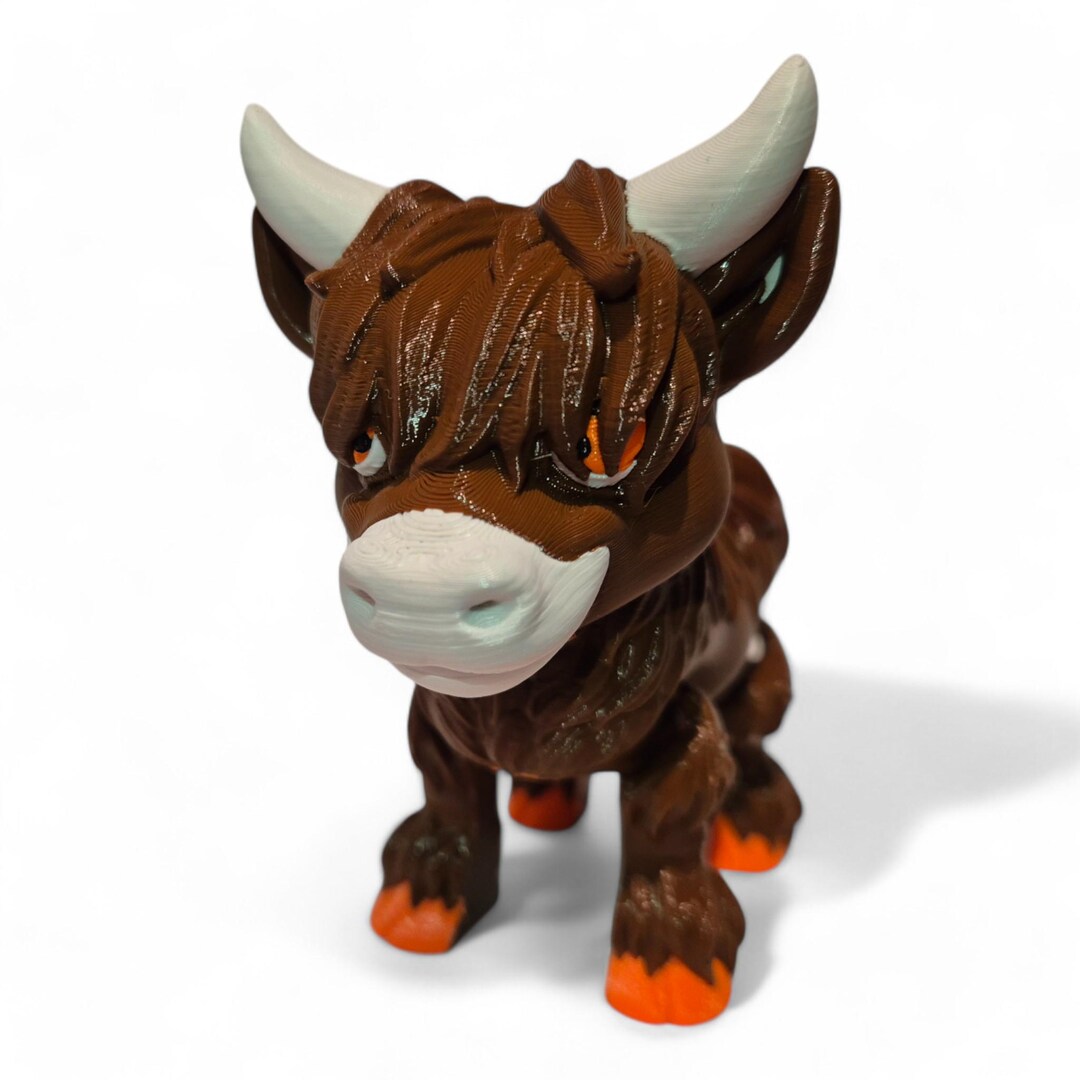 Colorful 3D Printed Highland Cow Figurine - Adorable Multi-color Cow ...