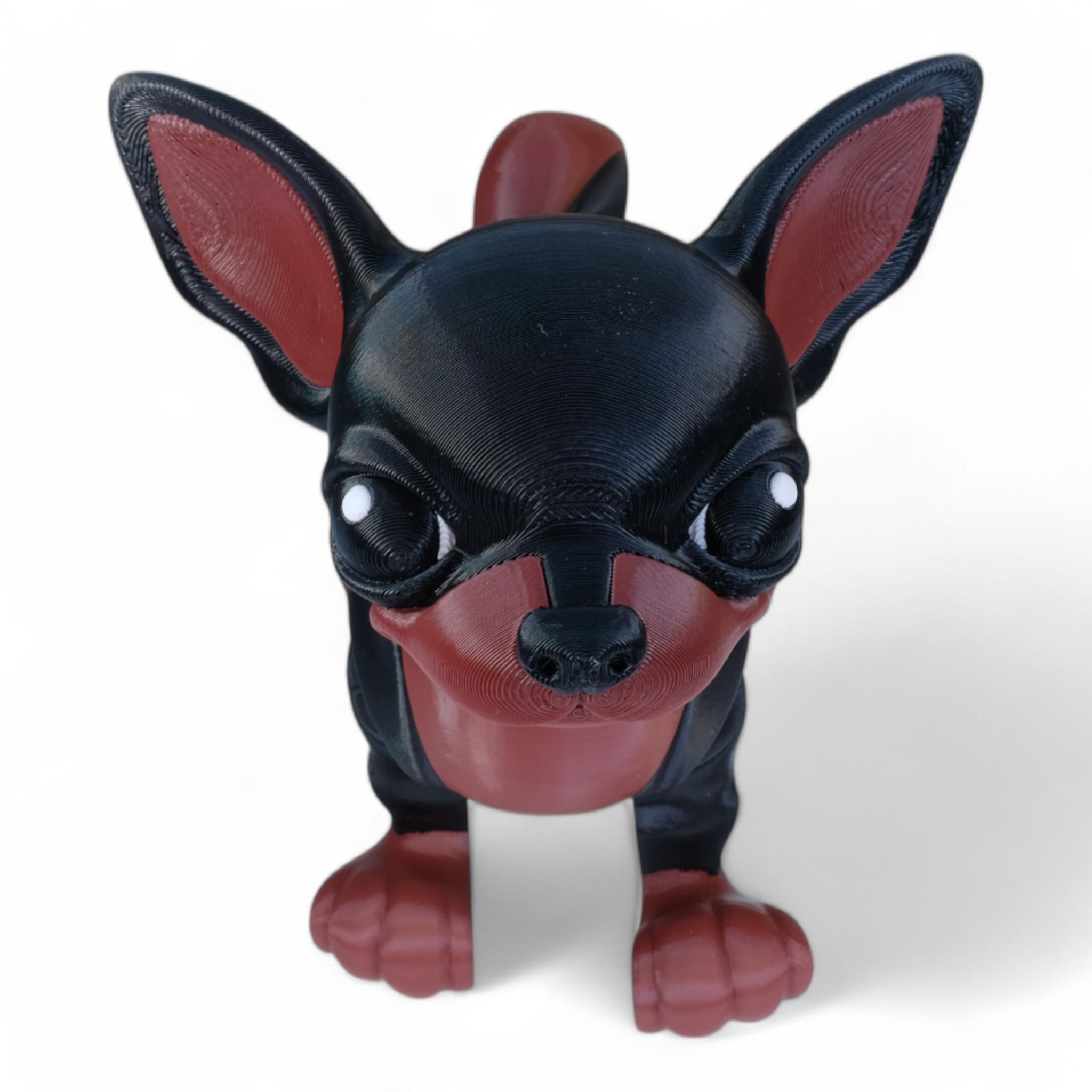 3D Printed Chihuahua Dog Figure, Black and Red Puppy Toy, Cute Desk ...