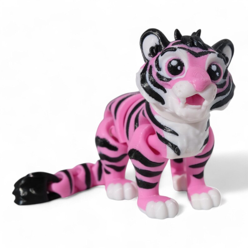 Adorable 3D Printed Tiger Figurine, Articulated Tiger Toy in Unique ...