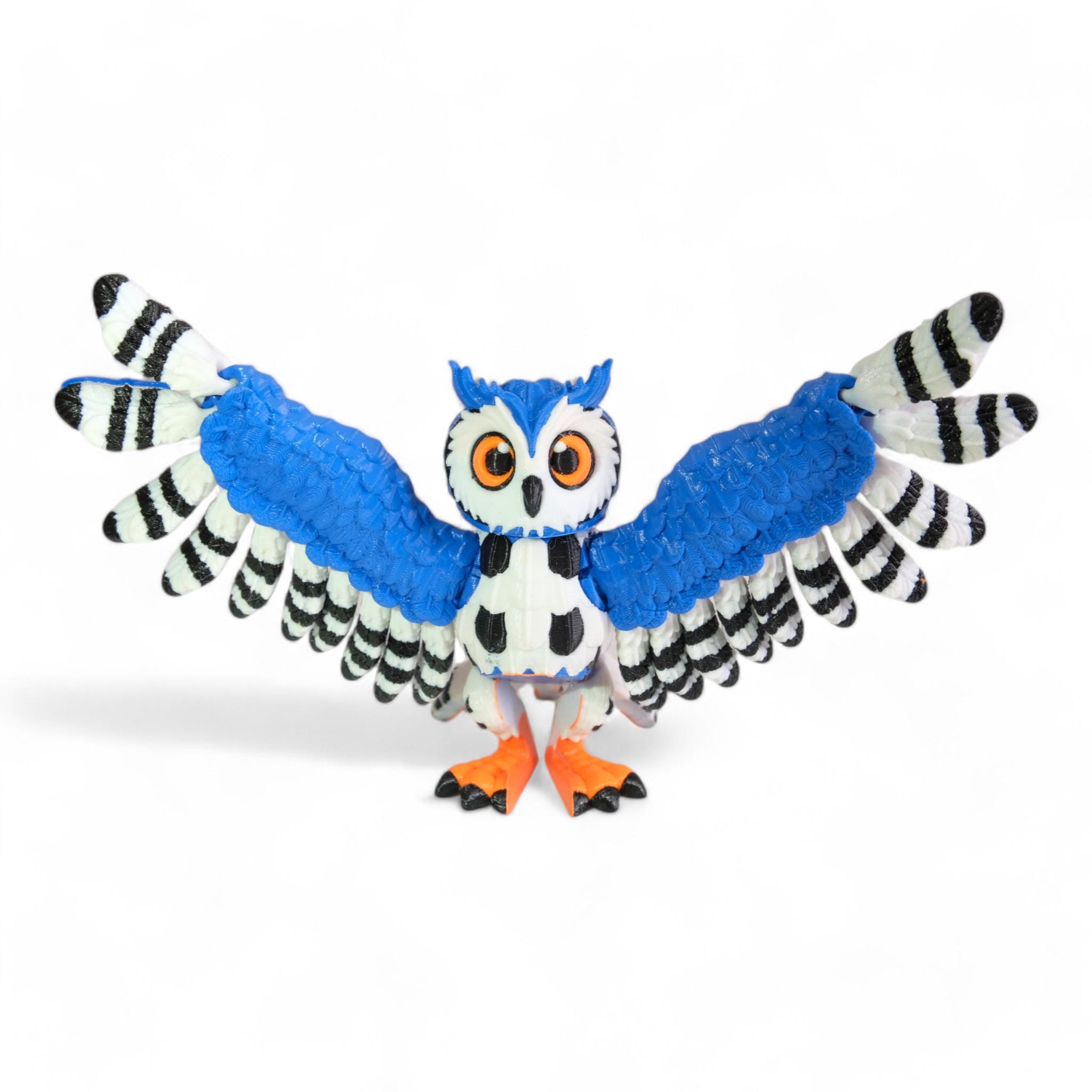 Colorful 3D Printed Articulated Owl Figurines – Halloween Themed Owl ...