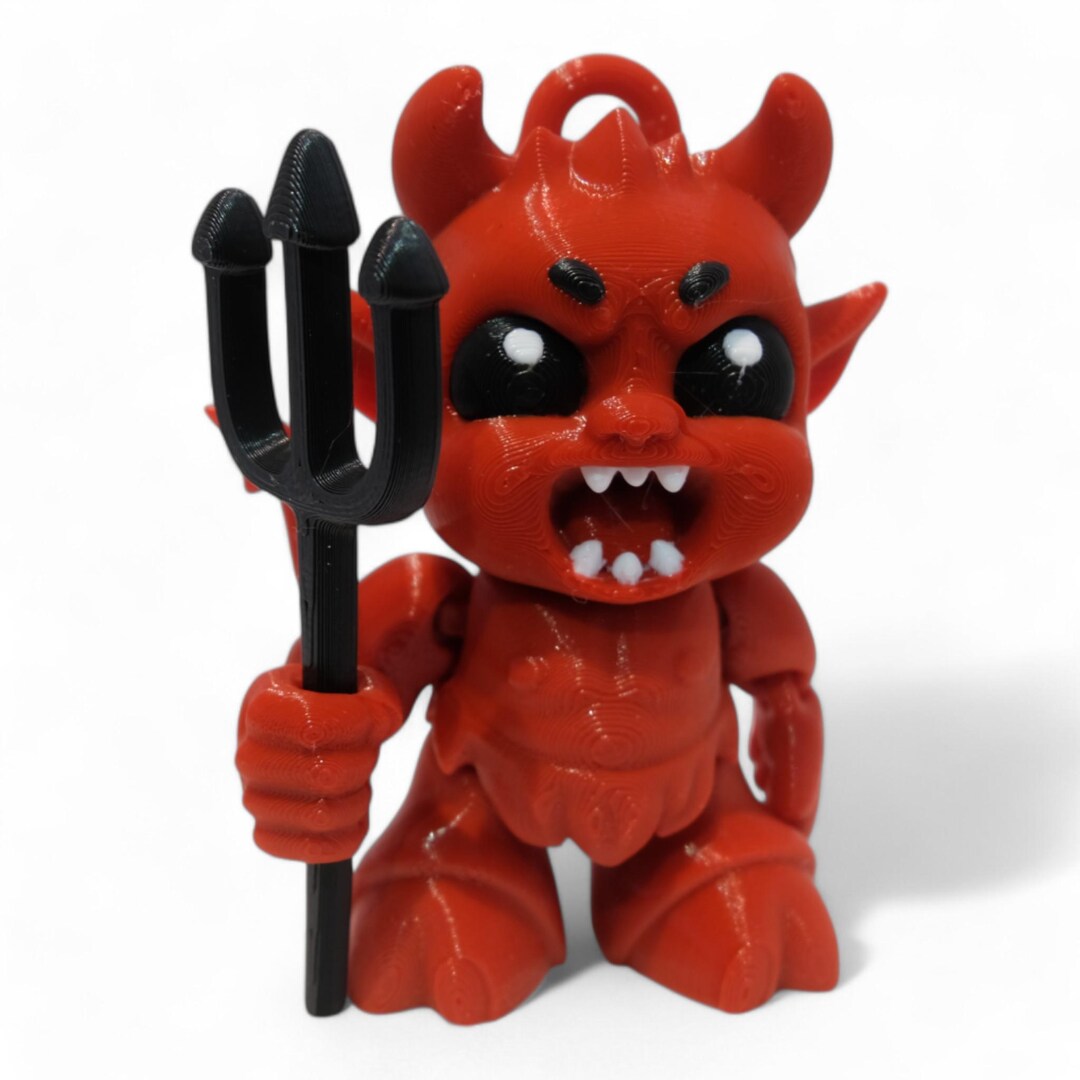 3D Printed Devil Keychain,red Demon Keyring, Cute Halloween Accessory ...