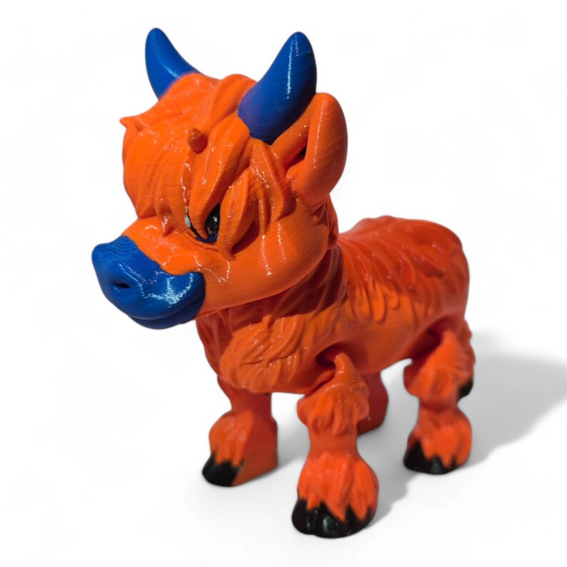 Colorful 3D Printed Highland Cow Figurine Adorable Multi-color Cow ...