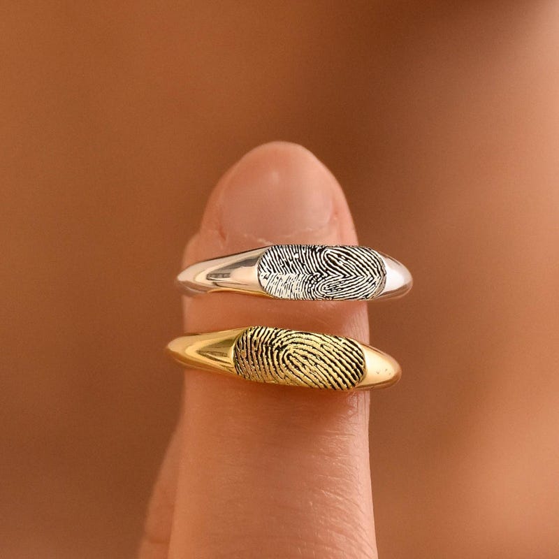 Gold Signet Finger Print - Etsy