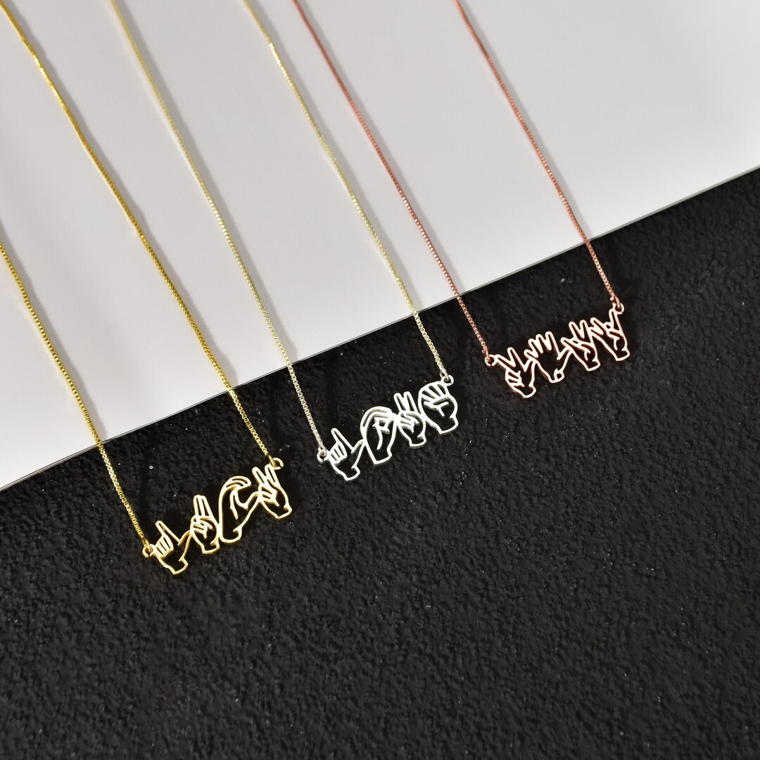 Custom Sign Language Necklace • ASL Necklace Name Necklace •custom Name ...