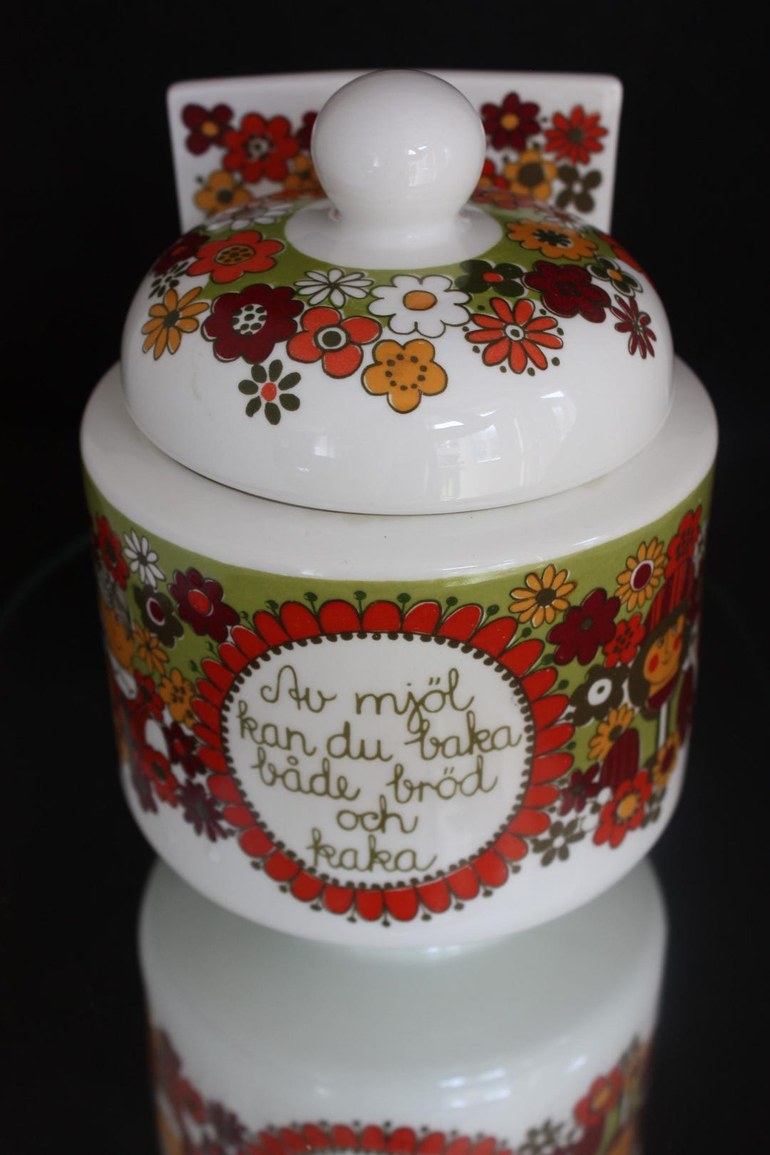 Vintage Jar With Lid, Folklore Cabin Hygge Decor, Figgjo Flint Norway ...