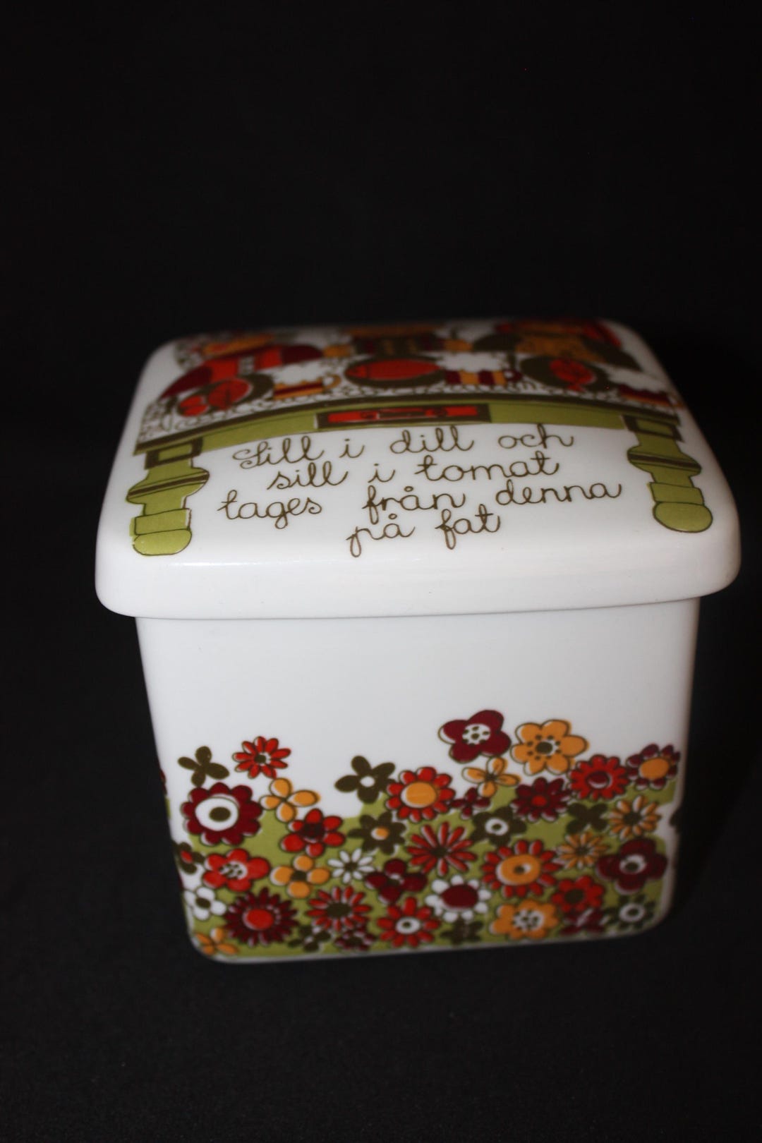 Vintage Jar With Lid, Folklore Cabin Hygge Decor, Figgjo Flint Norway ...