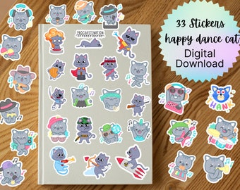 Printable Cat Stickers / Cute Cat Stickers / Cute Animal Stickers ...