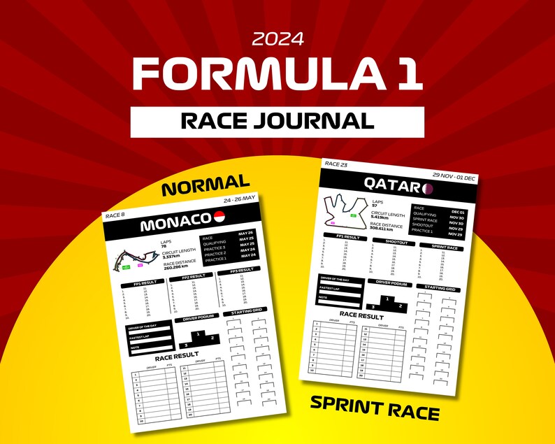 2024 FORMULA 1 RACE JOURNAL / F1 / Race Planner / Planner / Printable ...
