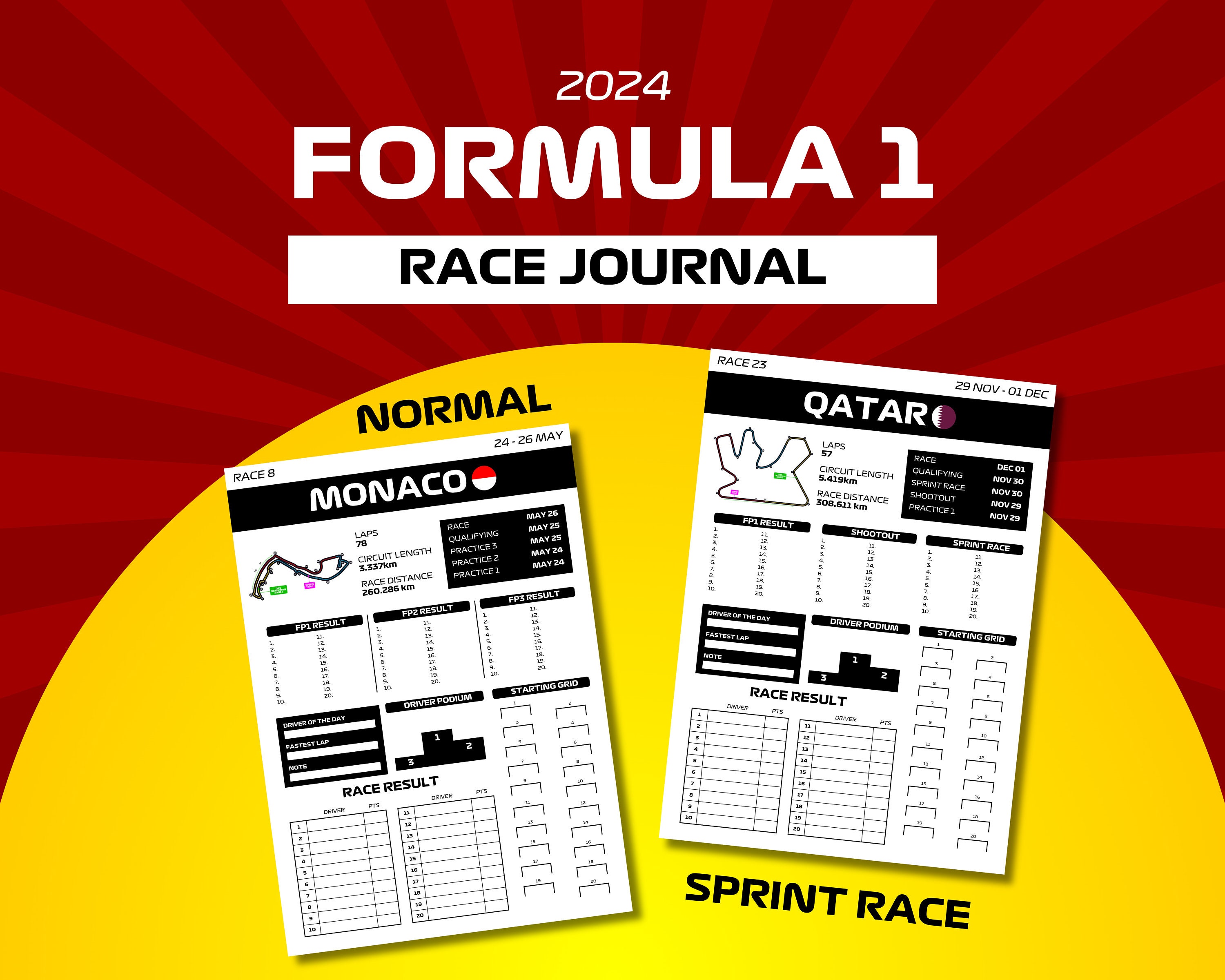 2024 FORMULA 1 RACE JOURNAL / F1 / Race Planner / Planner / Printable ...